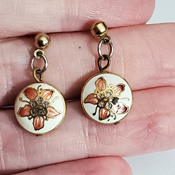 Vintage | Jewelry | Vintage 5s 60s Cloisonne Earrings Tiger Lily Gold ...